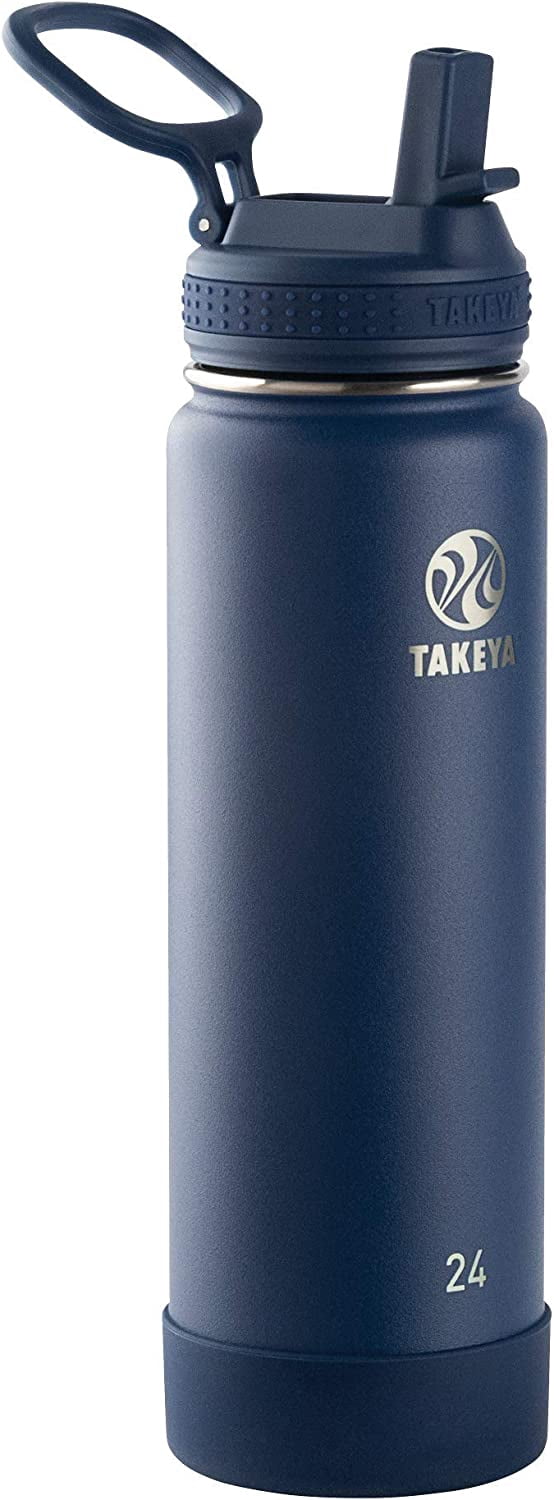 Actives 24 oz Water Bottle with Straw Lid - Double Wall Stainless Steel ...