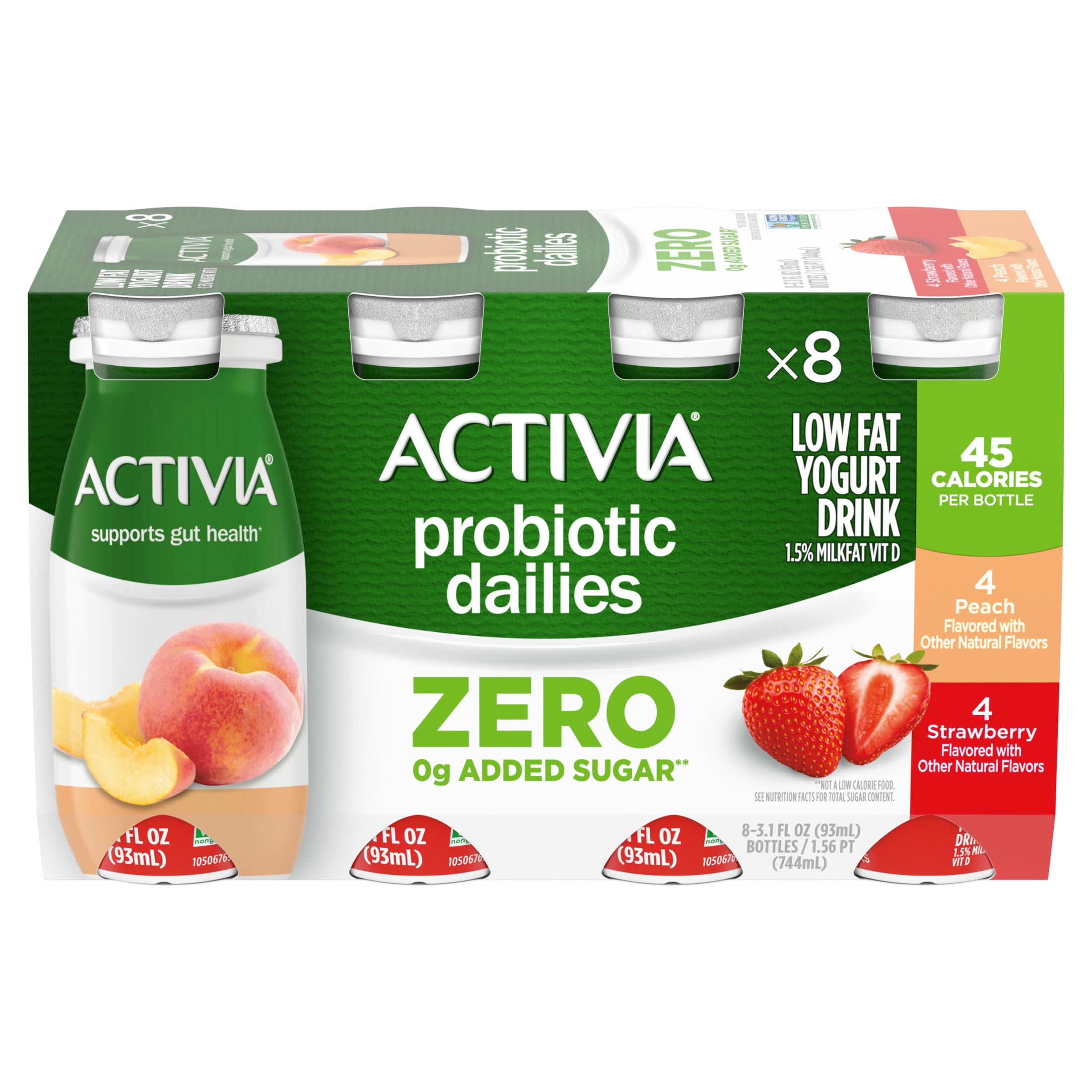 Activia Zero 0g Added Sugar* Peach and Strawberry Probiotic Dailies ...