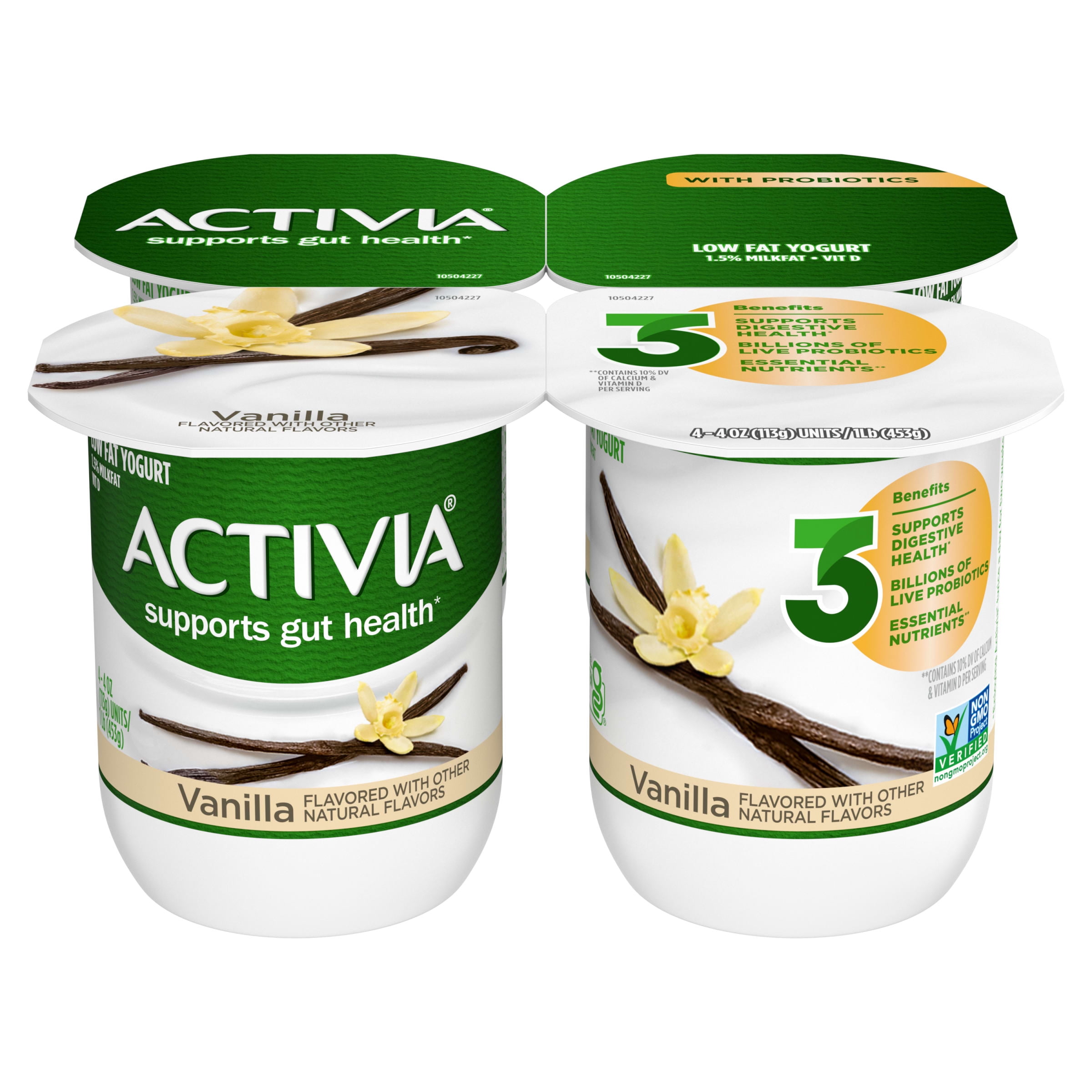 Activia Vanilla Probiotic Yogurt, Lowfat Yogurt Cups, 4 oz, 4 Count ...