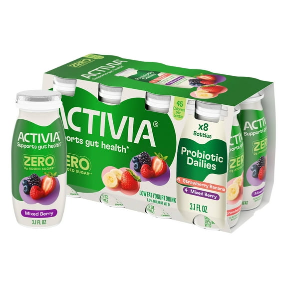 Activia ZERO 0g Added Sugar Strawberry Banana and Mixed Berry Probiotic ...