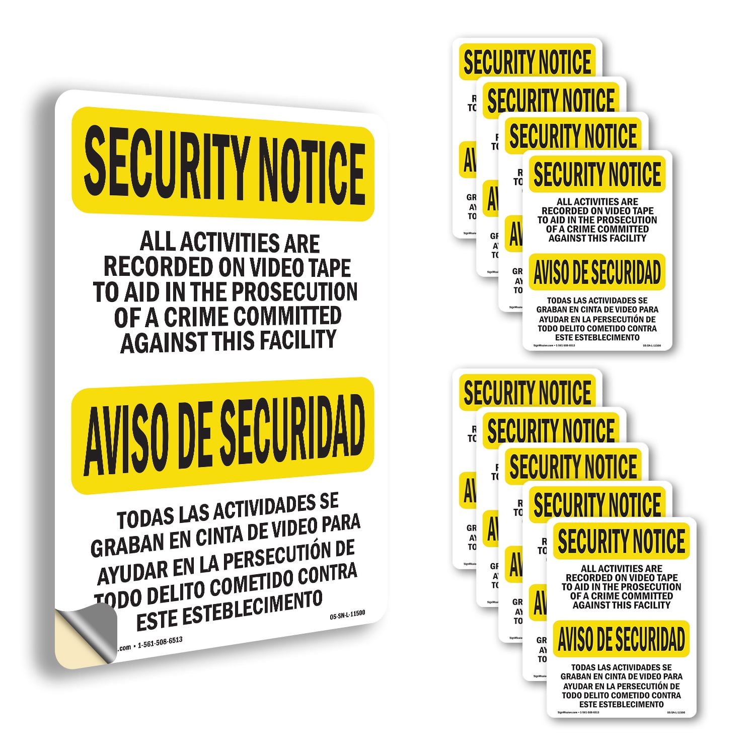 Activities Are Recorded Bilingual OSHA Security Notice Vinyl Decal ...