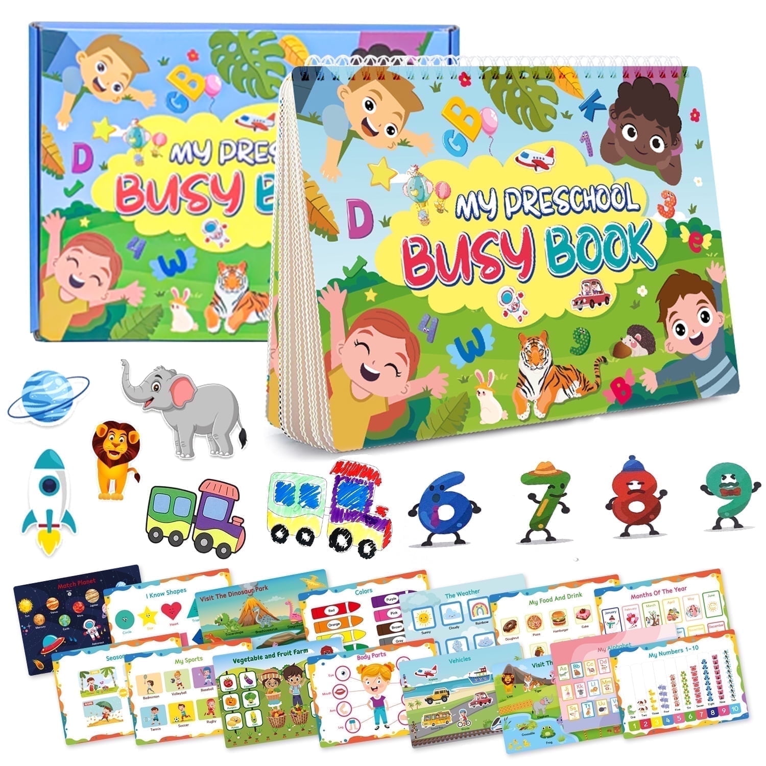 Busy Book for Toddlers 3+, Preschool Learning Activities with 16 Themes ...