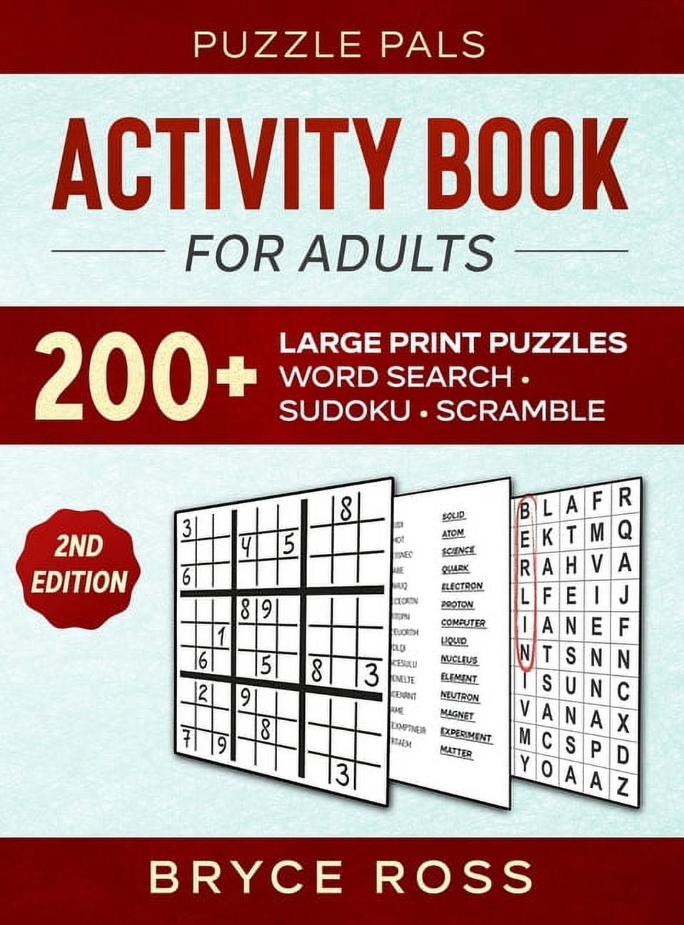 Activity Book For Adults: 200+ Large Print Sudoku, Word Search, and ...