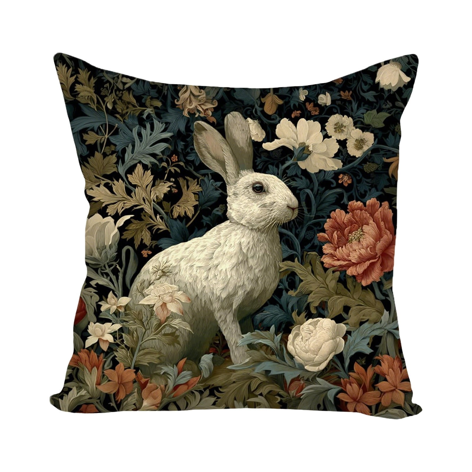 Sale Countdown! Floral Rabbit Decorative Cover Garden Art Cushion For ...