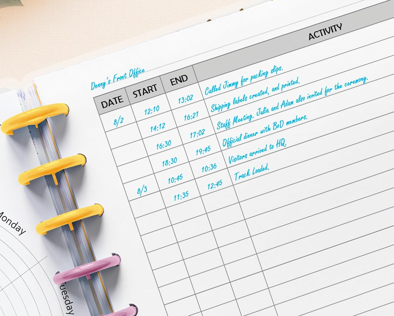 Activity Log Refill Pages fits 9-Disc Classic Happy Planners, Time ...