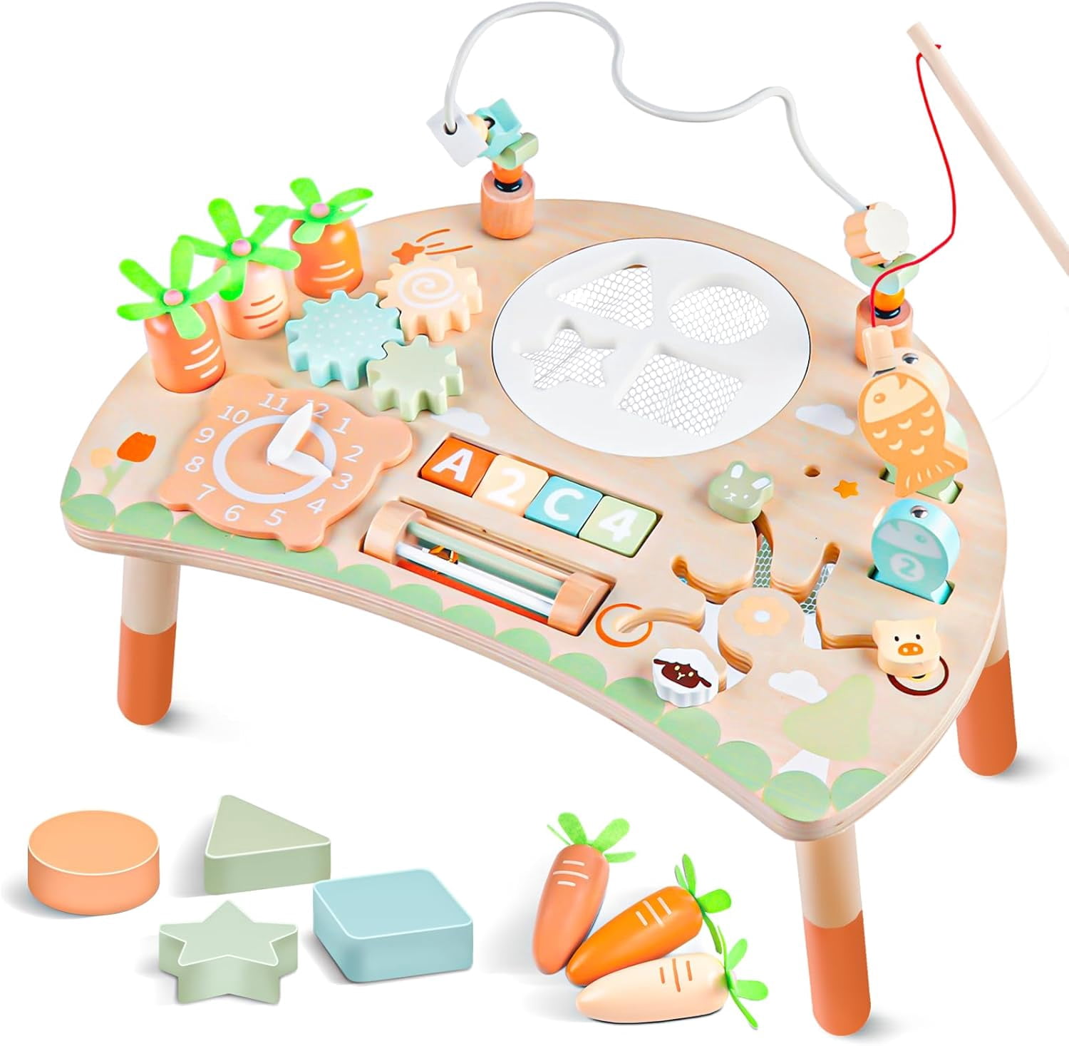 Activity Table for 1+ Year Old, 9-in-1 Montessori Wooden Sensory Table ...