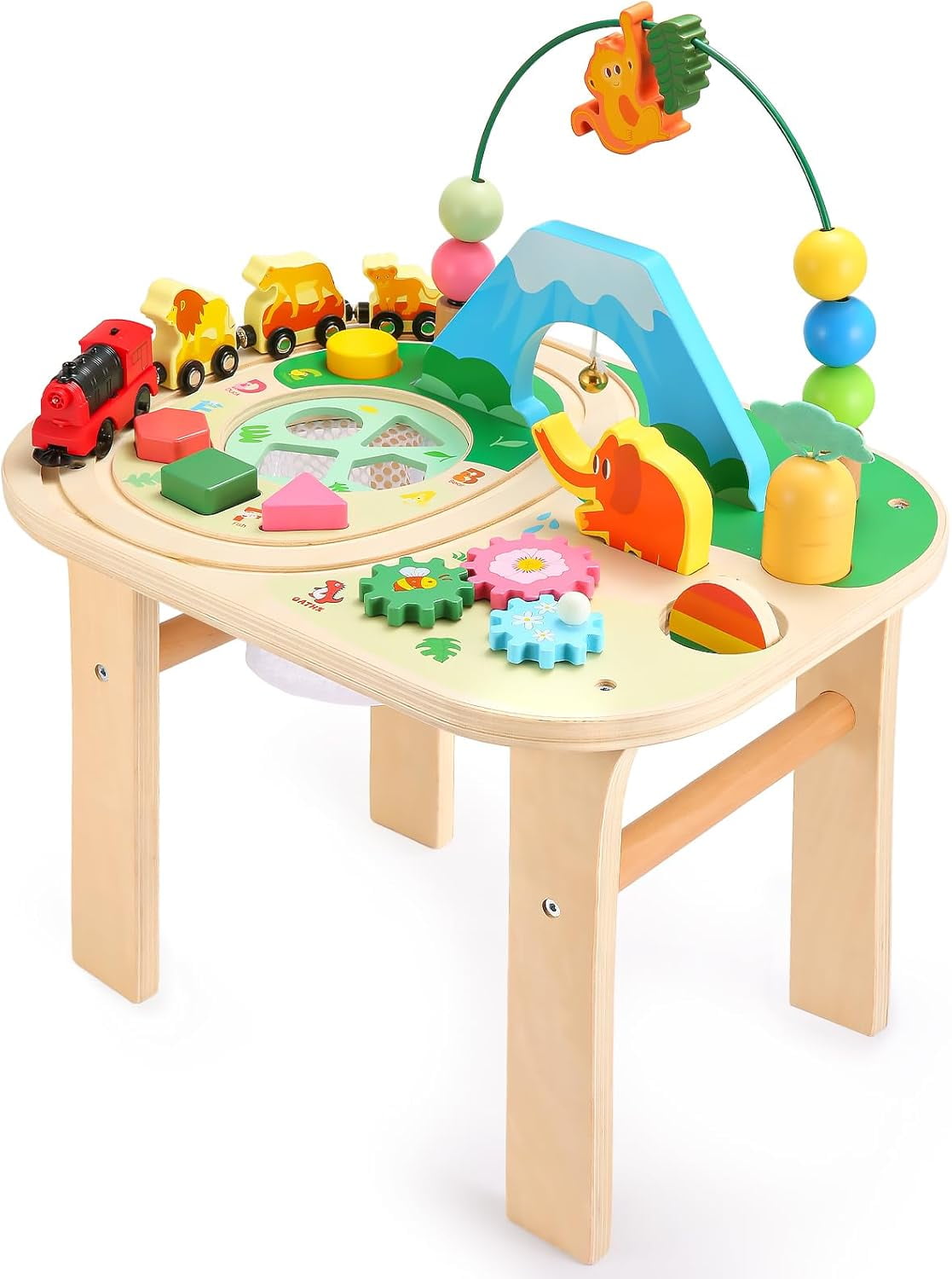 Activity Table for 1 Year Old Toddler, 9-in-1 Multi-Colorful Wooden ...