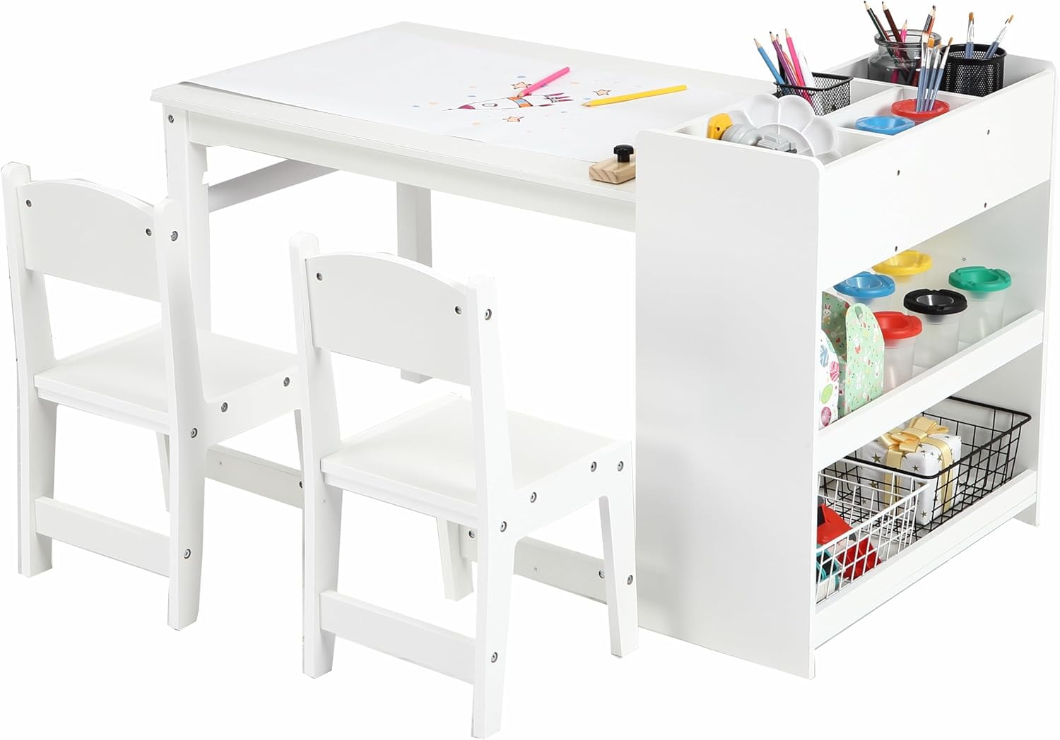 Activity Table Set with Chairs, Large Storage Shelves, for Crafting ...