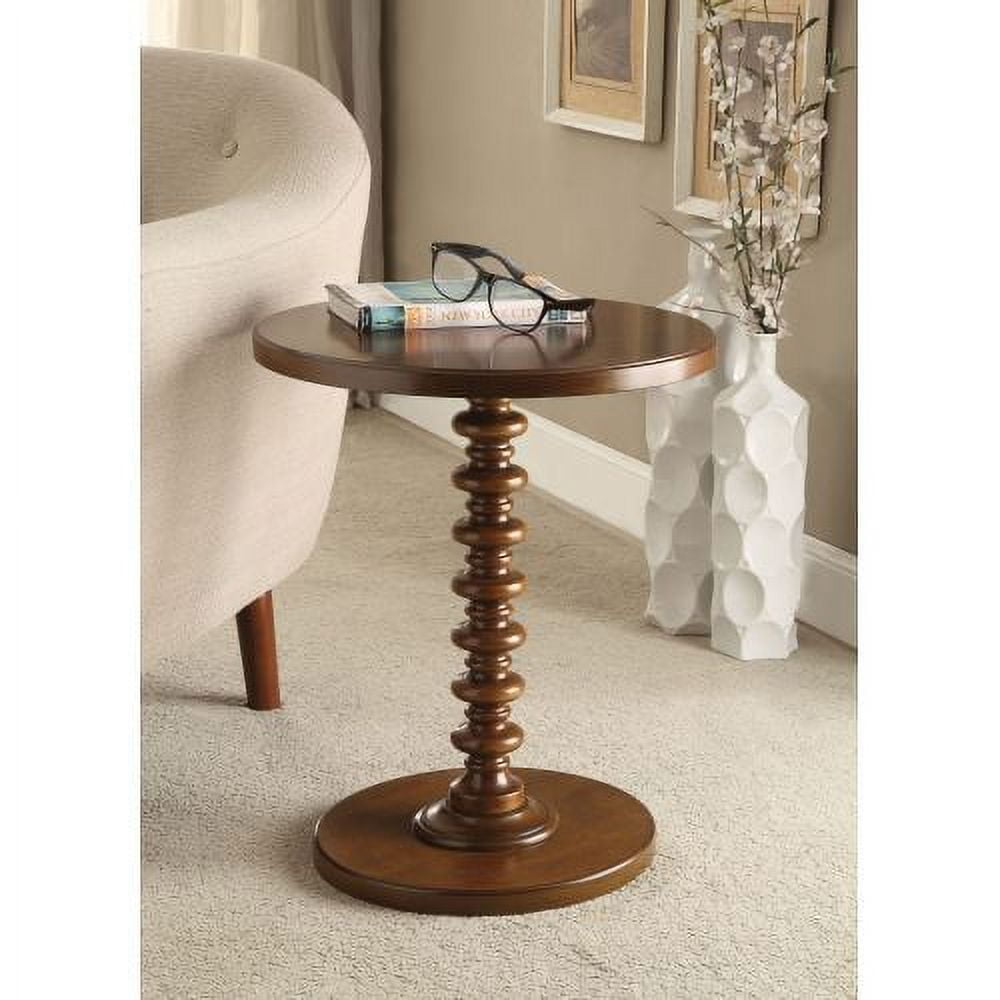 Acton Side Table, Wooden Round Pedestal Table with Spiral Strut and ...