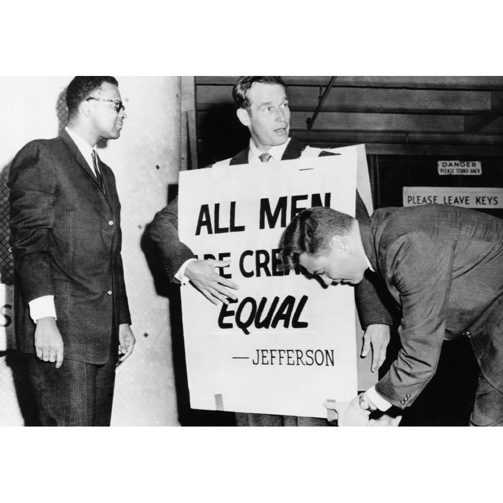 Actor Charlton Heston Adjusts A Sandwich Board For A Civil Rights ...