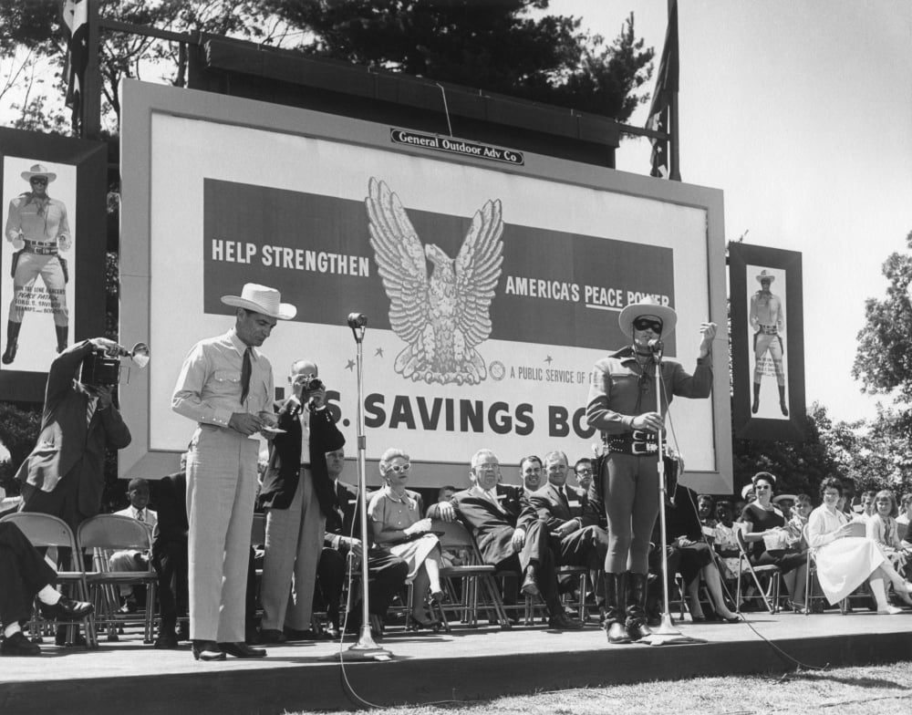 Actor Clayton Moore In His Lone Ranger Character Promotes U.S. Savings ...