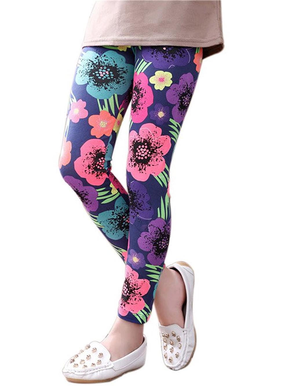 Actoyo Children Big Girls Floral Leggings Little Girls Skinny Pants ...
