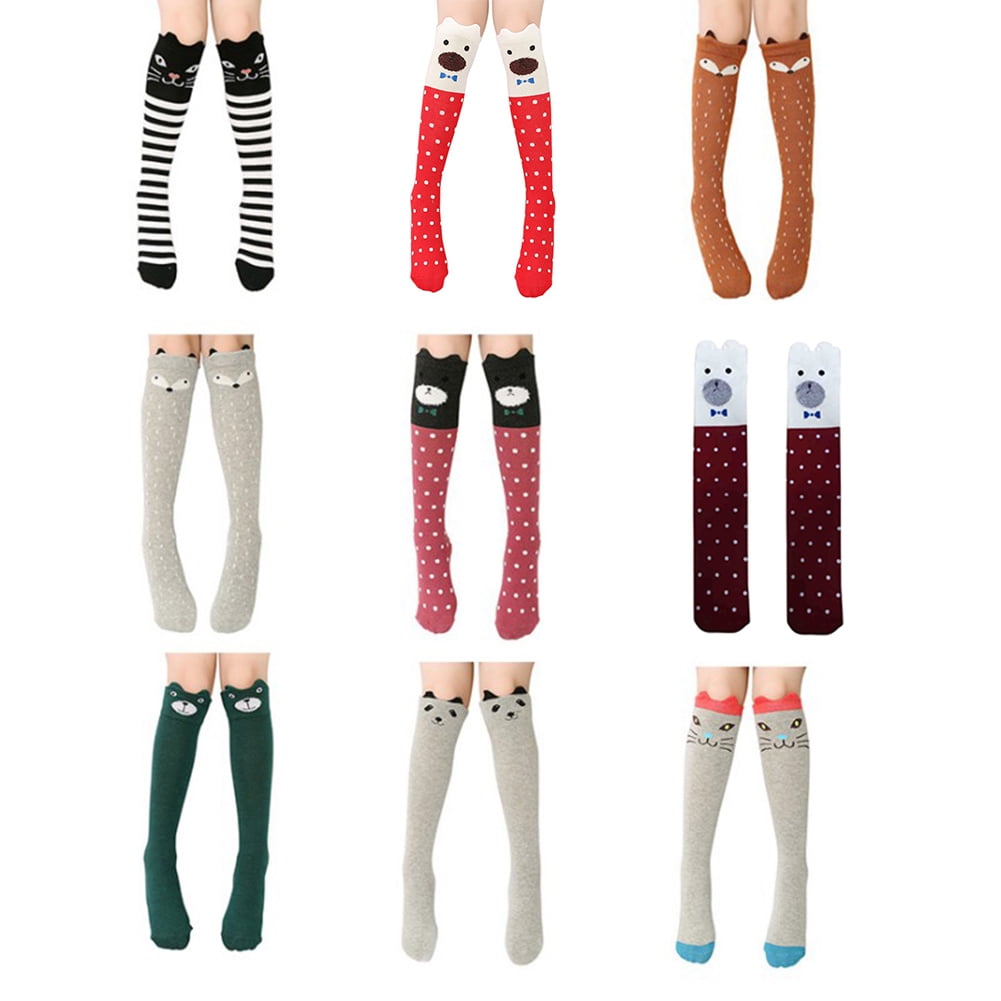 Actoyo 1 Pair Cute Kids Girls Animal Cartoon Print Socks Knee Long ...