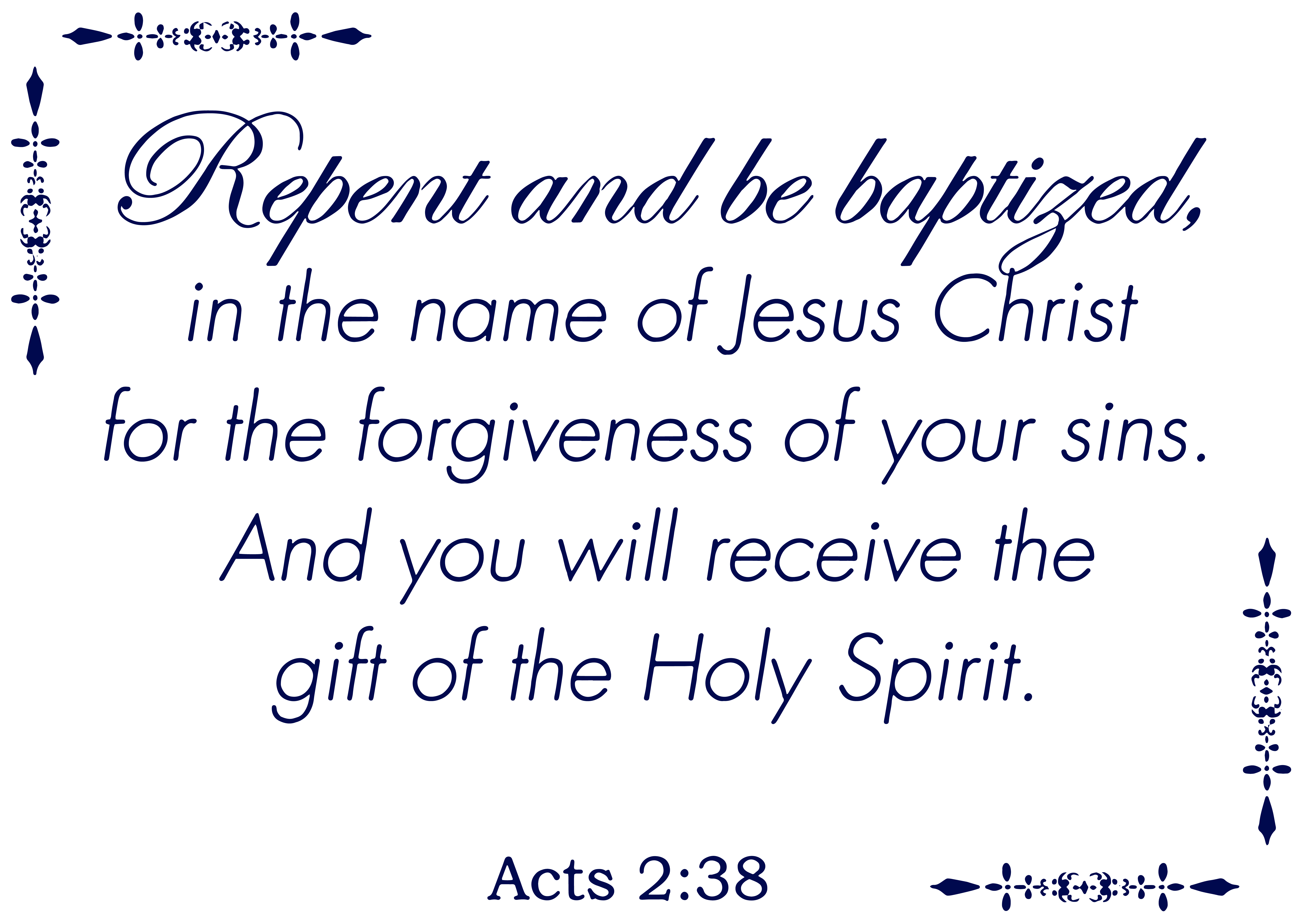 Acts 2:38 - Repent and be baptized, in the nameâ ¦ Vinyl Decal Sticker ...