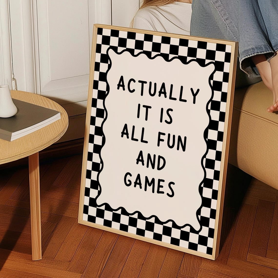 Actually It Is All Fun And Games Black Beige Hand-Drawn Retro ...