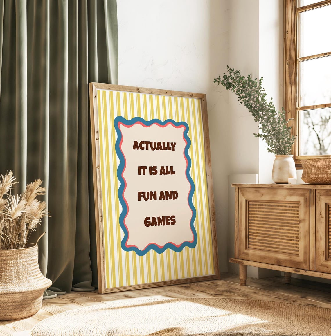 Actually It Is All Fun And Games Wall Art Print, Colorful Striped ...