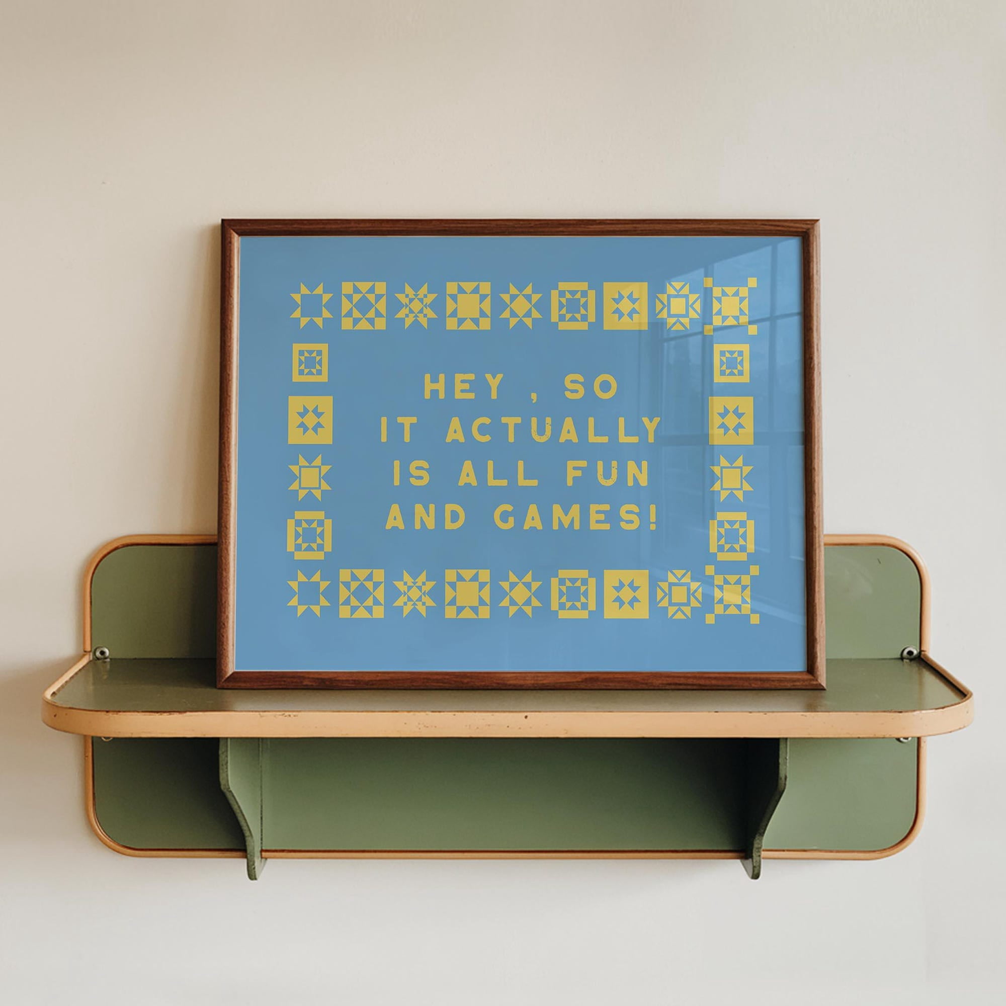 Actually It Is All Fun and Games Blue Typography Wall Art Print ...