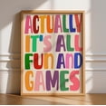 Actually It's All Fun And Games Print Poster Vintage Style Wall Decor ...
