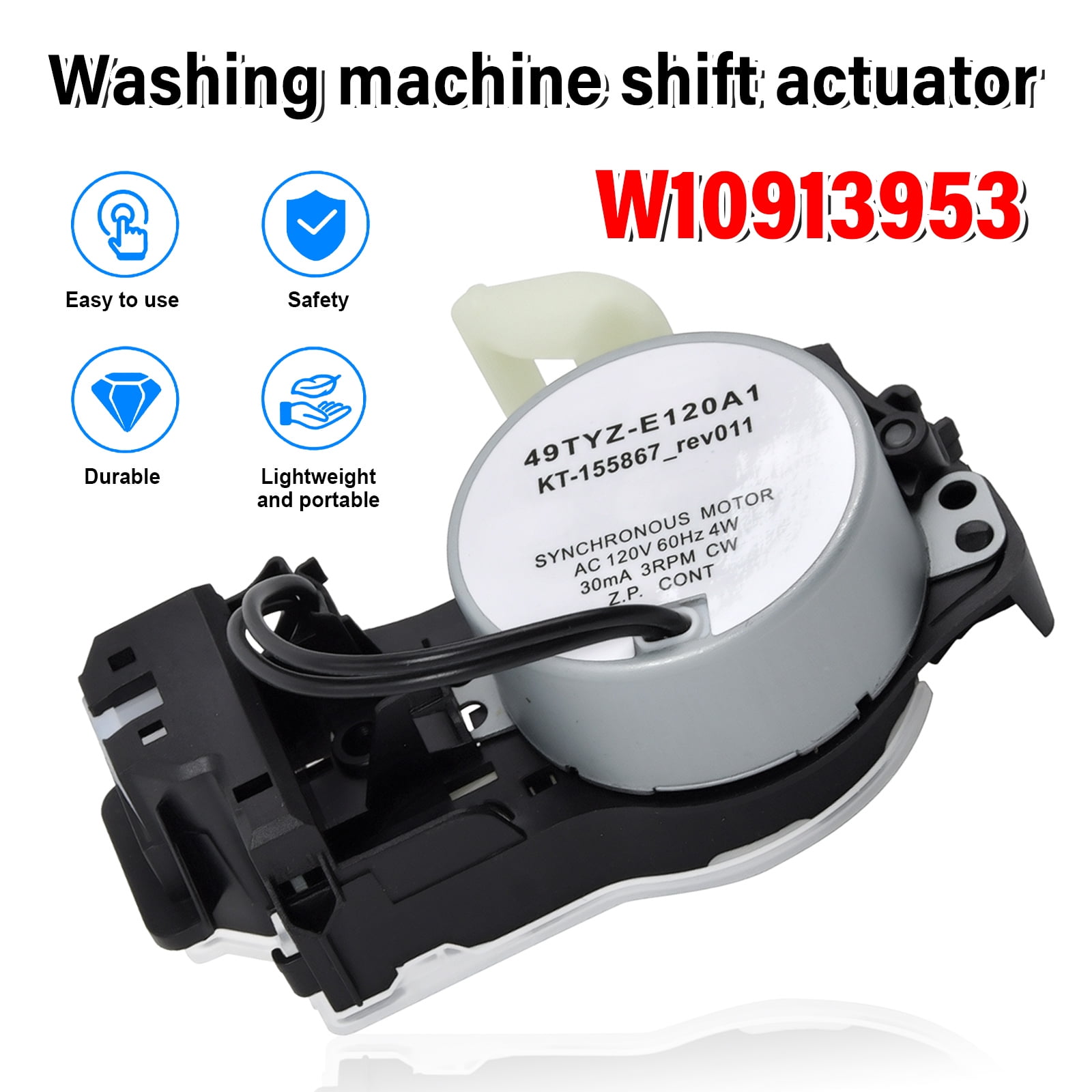 Actuator Compatible with Whirlpool Washer W10913953 W10597177 W10815026 ...