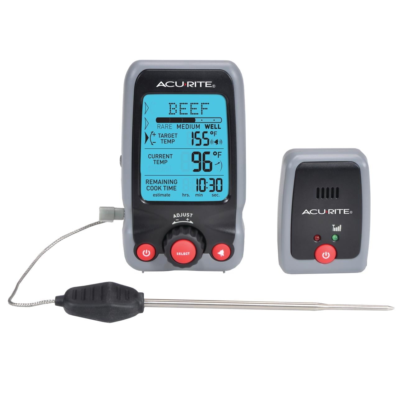AcuRite Digital Meat Thermometer with Wireless Pager and Time-Left-to ...
