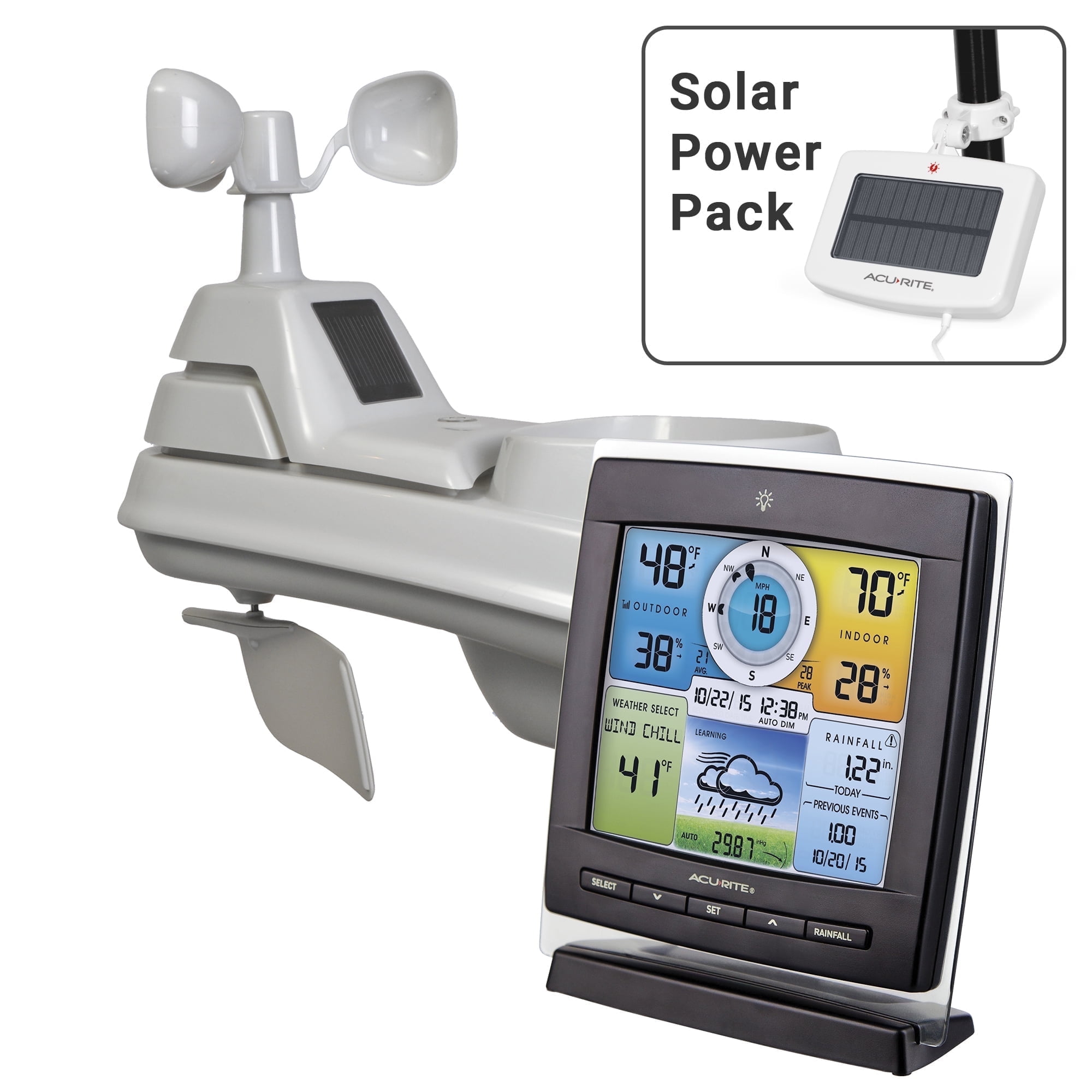 AcuRite Iris® (5-in-1) Solar Powered Home Weather Station, Indoor ...