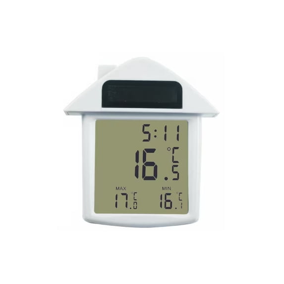 AcuRite Solar Powered Digital Window Thermometer with Clock, Indoor ...