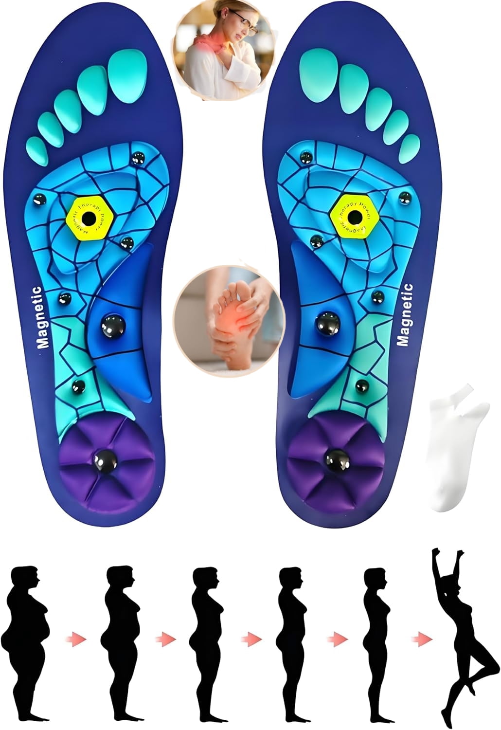 Acupressure Foot Massage Insoles for Men and Women Gel Cushioned Shoe ...