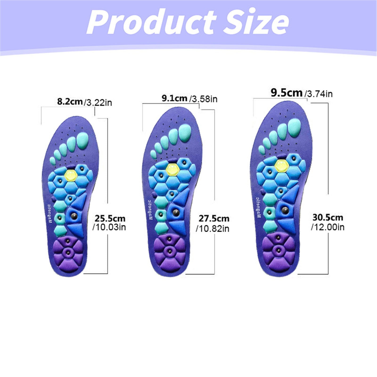 Acupressure Insoles, 3 Pcs Akusoli Insoles, Magnetic Acupressure Insoles for Women and Men ...