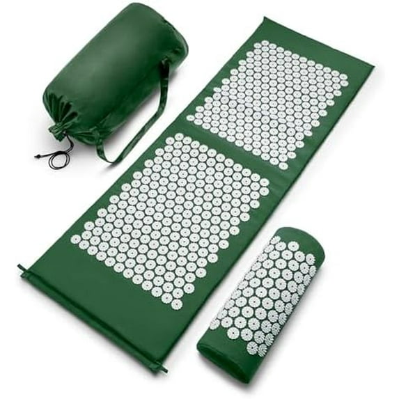 Acupressure Mat and Pillow Set - Grounding Mat for Stress, Back & Neck ...