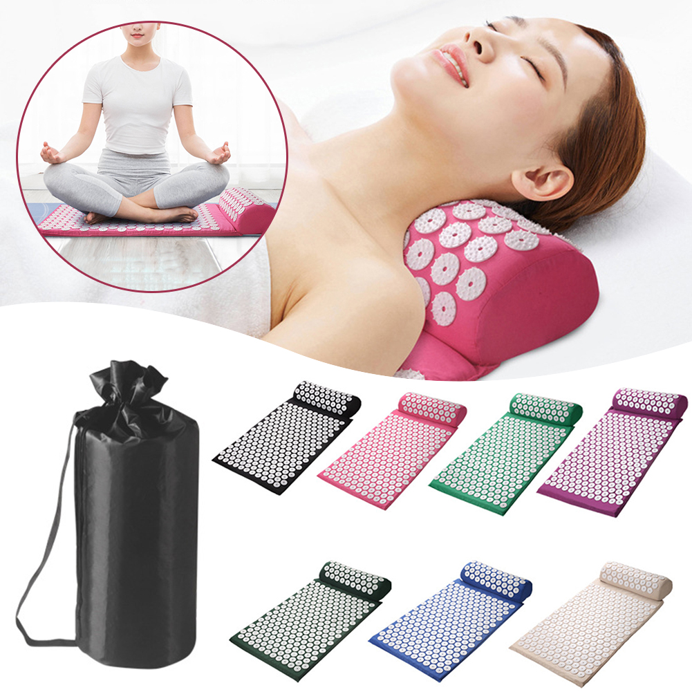 Acupressure Pillow With Storage Bag For Neck Back Foot Massage Pads Acupressure Mat Pillow Set ...
