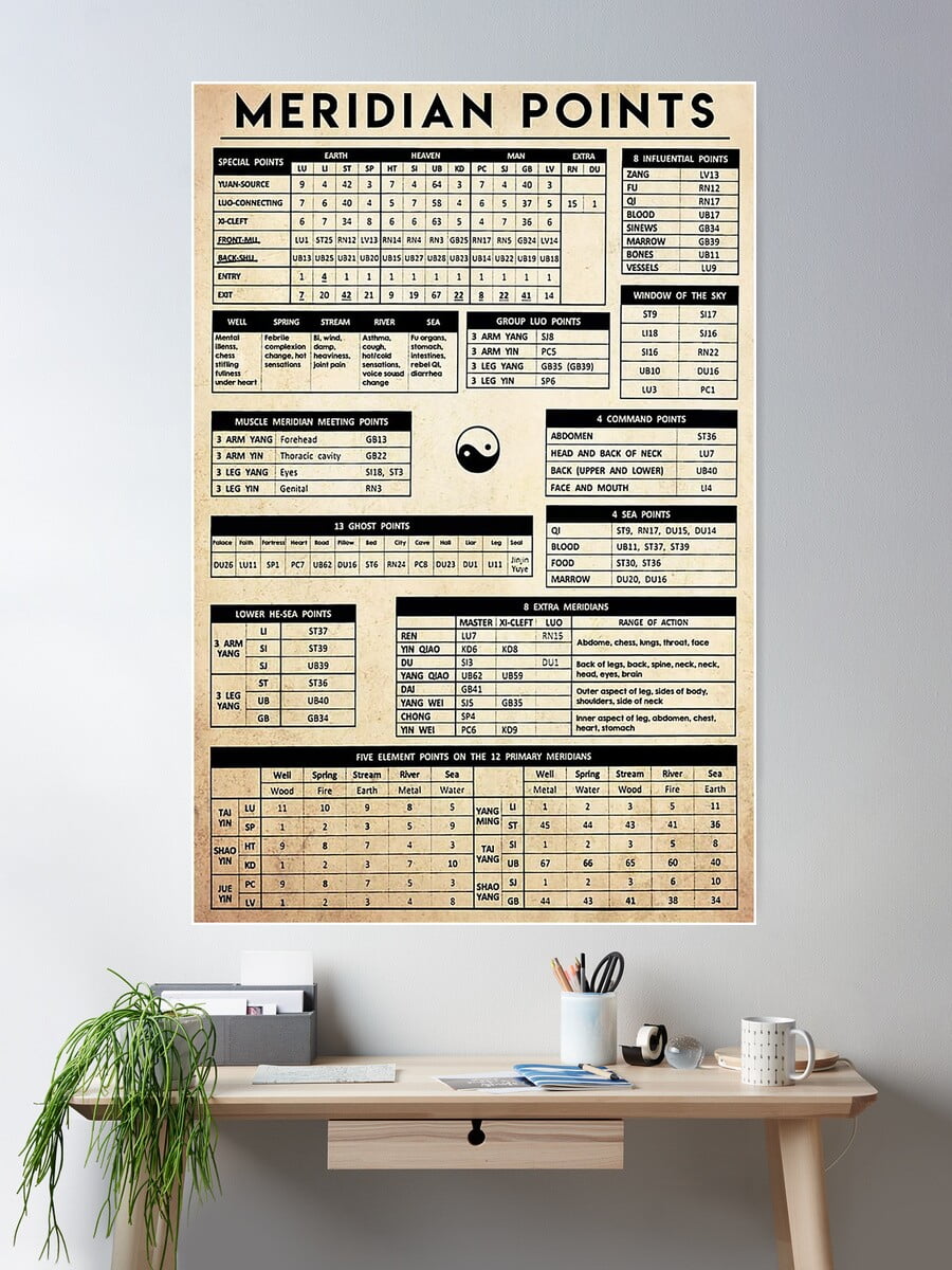 Acupuncture Meridian Points Poster Wall Art, Modern Wall Decor For ...