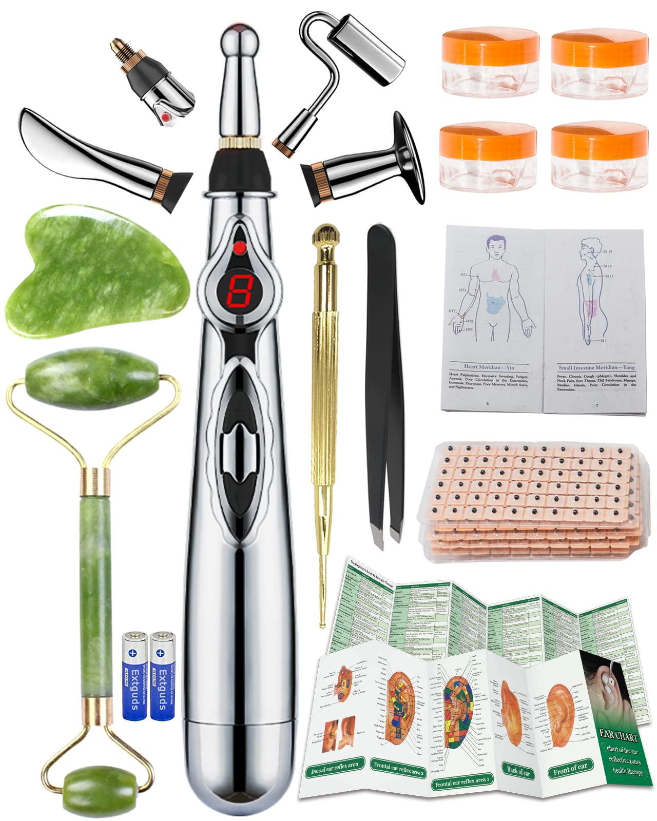Acupuncture Super Set: 5-Head Electronic Acupuncture Pen+ Gua Sha Tool+ ...