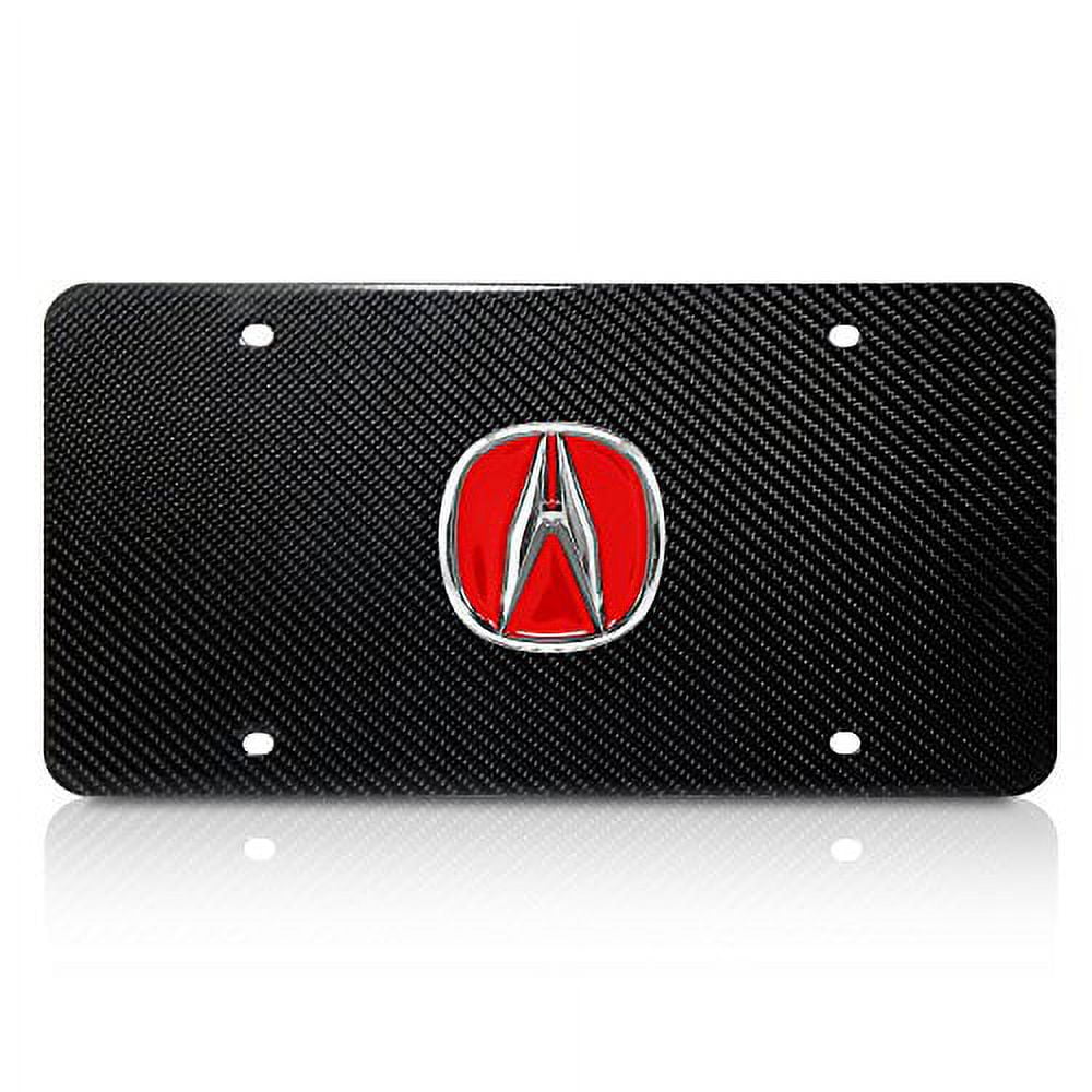 Acura 3D Red Logo Genuine Carbon Fiber Auto License Plate - Walmart.com