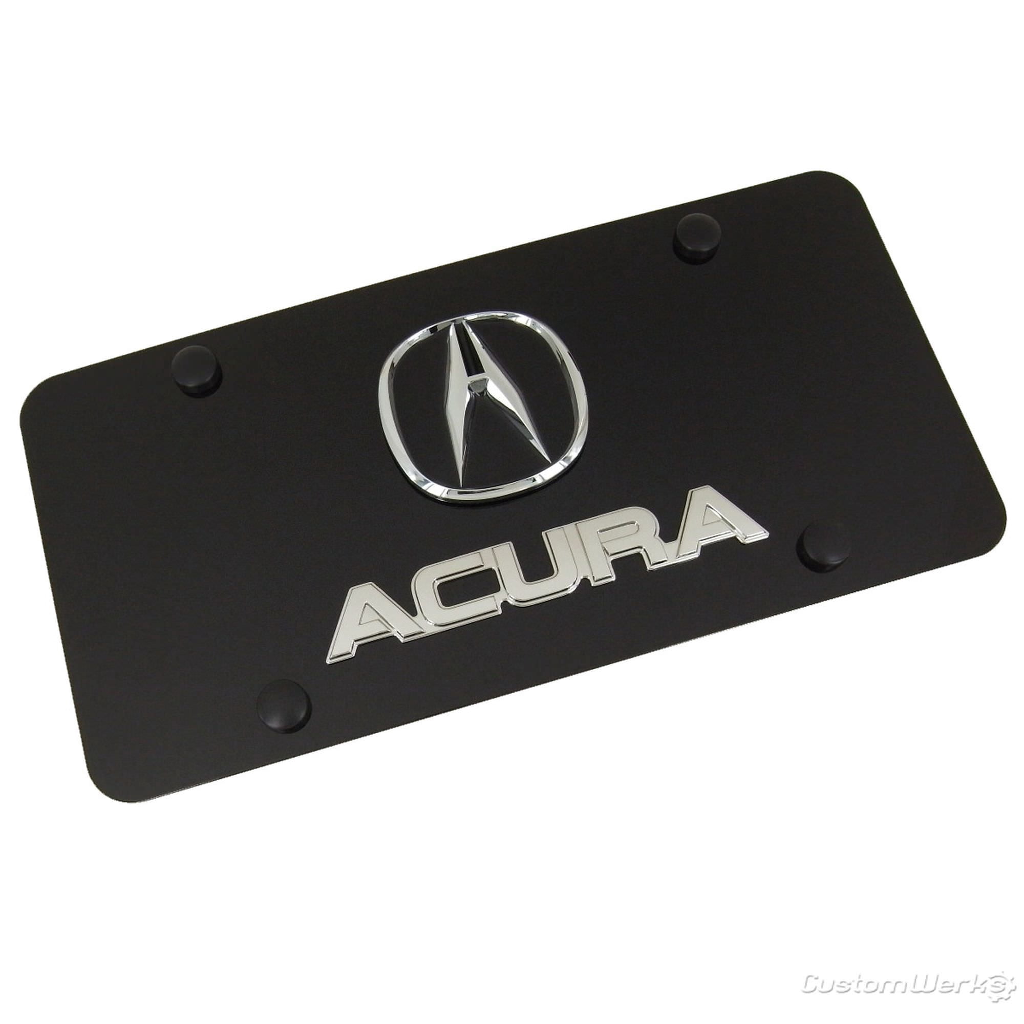 Acura Dual Logo License Plate with Emblem Frame and Screws, Chrome on ...