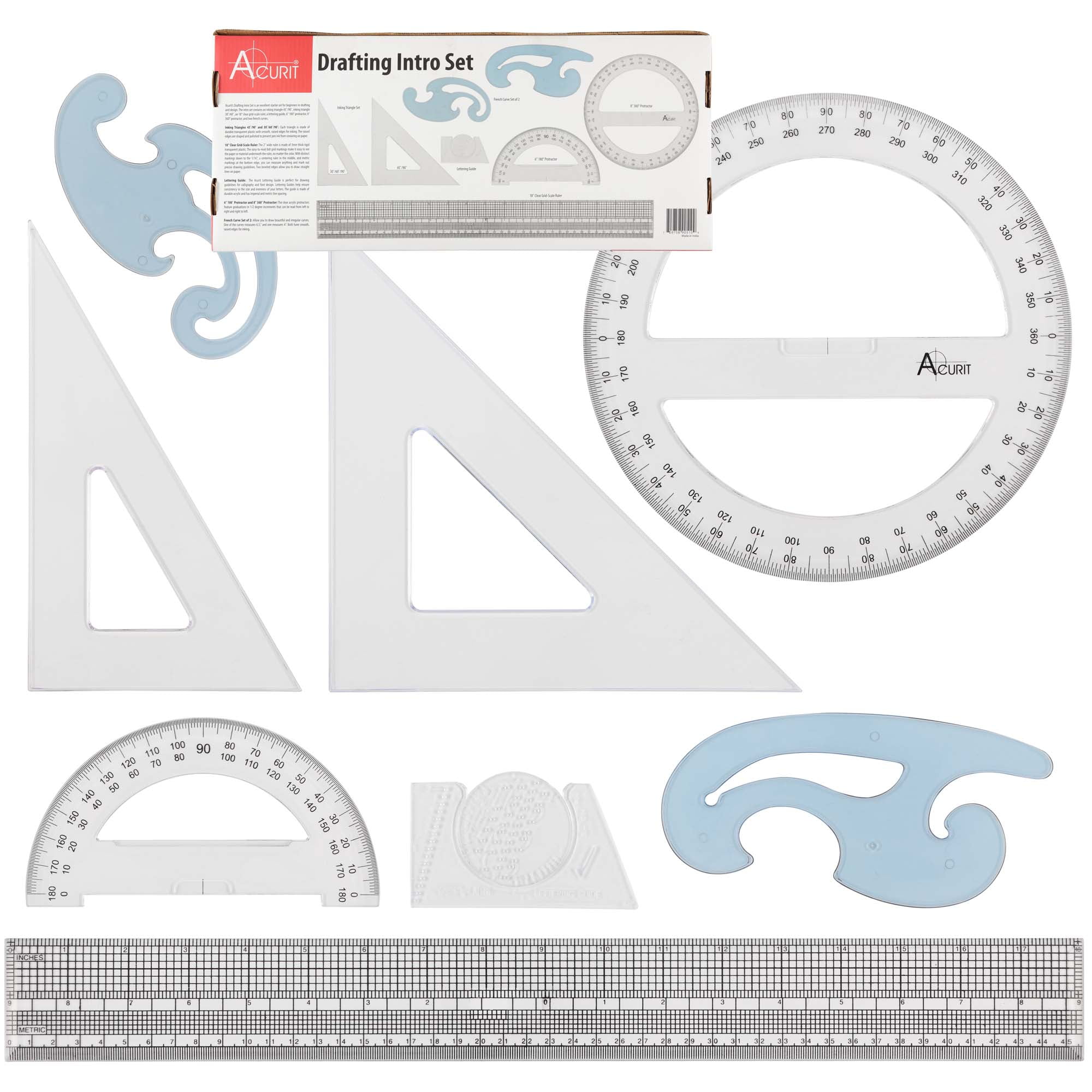 Acurit Drafting Beginner Set - Drafting Tools & Supplies - 7-Piece ...