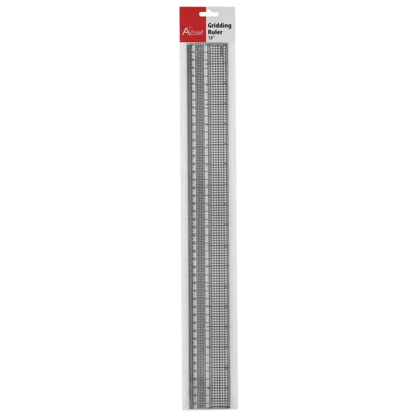 Acurit Dual Scale Grid Ruler, 18 Inch Clear 3mm Thick Ruler with Grid ...