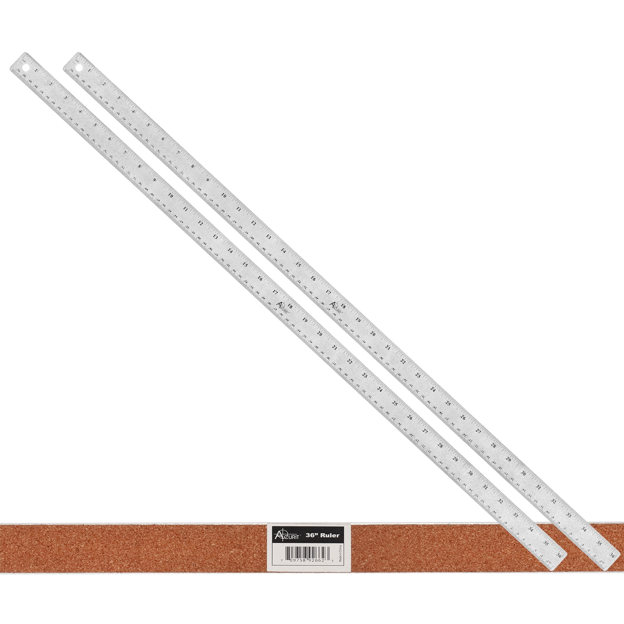 Acurit Stainless Steel 36 Inch Ruler Pack of 2 - Cork Back Measuring ...