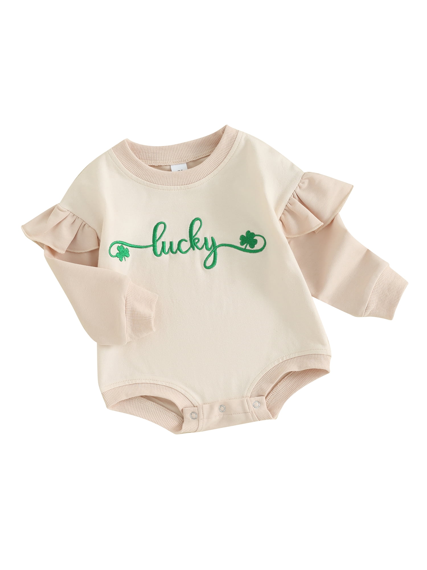Acuteok Baby Girl Romper Ruffle Long Sleeve Round Neck Shamrock Letter ... Acuteok Baby Girl Romper Ruffle Long Sleeve Round Neck Shamrock Letter ...