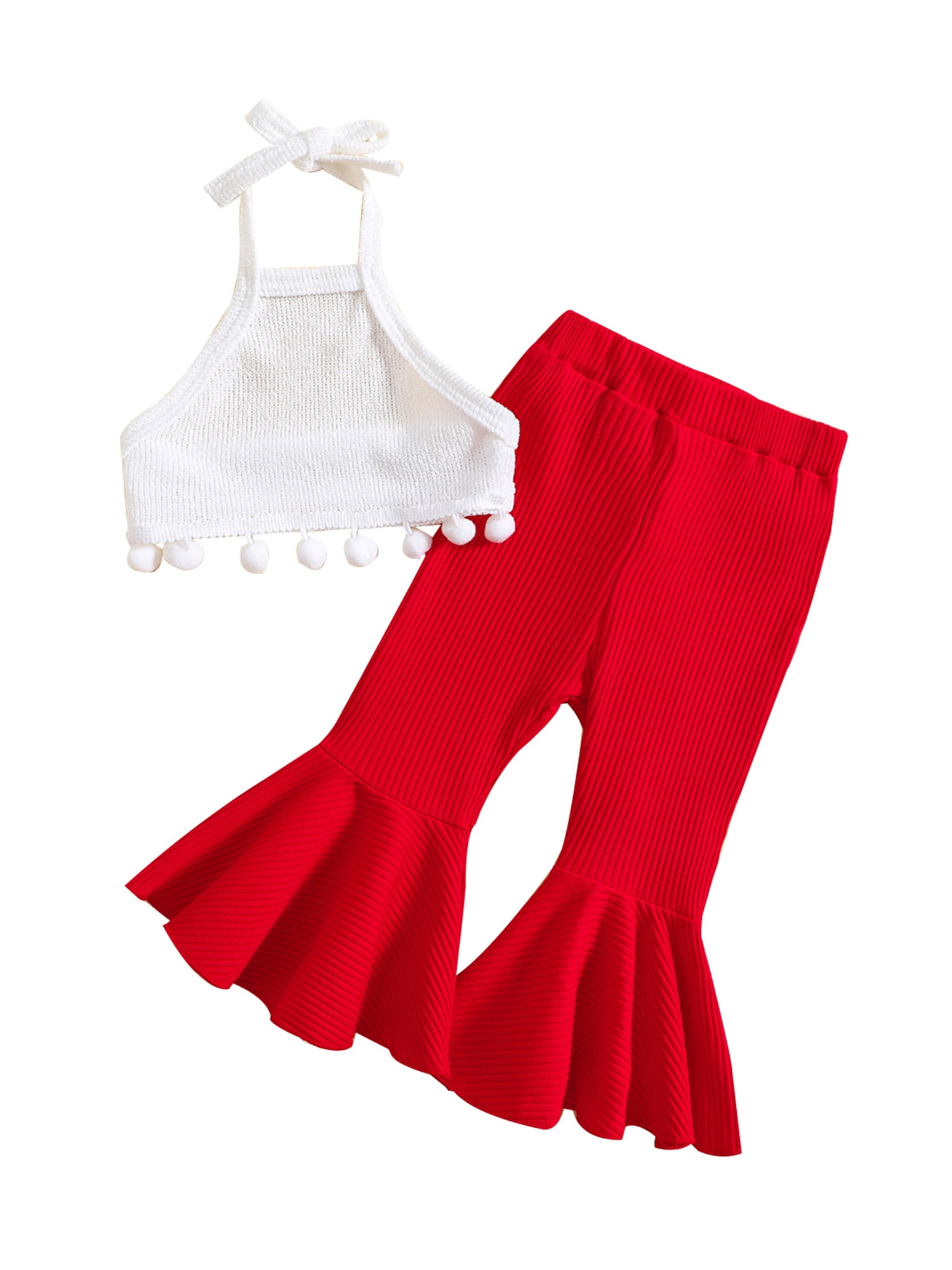 Acuteok Baby Kid Girls Pants Set, Tie-up Halterneck Tasseled Vest with ...