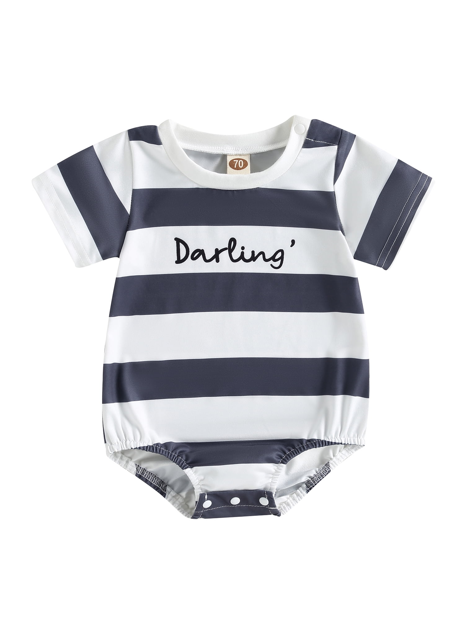 Acuteok Kid Girl Boy Romper, Summer Short Sleeve Letters Striped Print ...