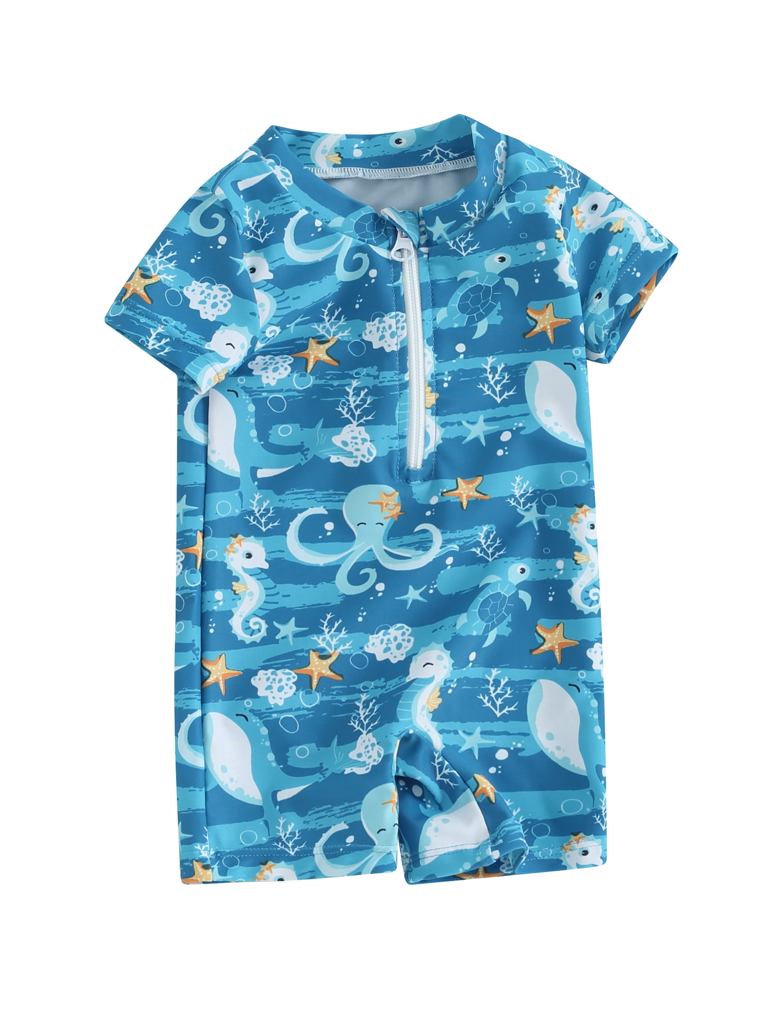 Acuteok Toddler Boys Rash Guard Swimwear Cartoon Marine Life Print ...