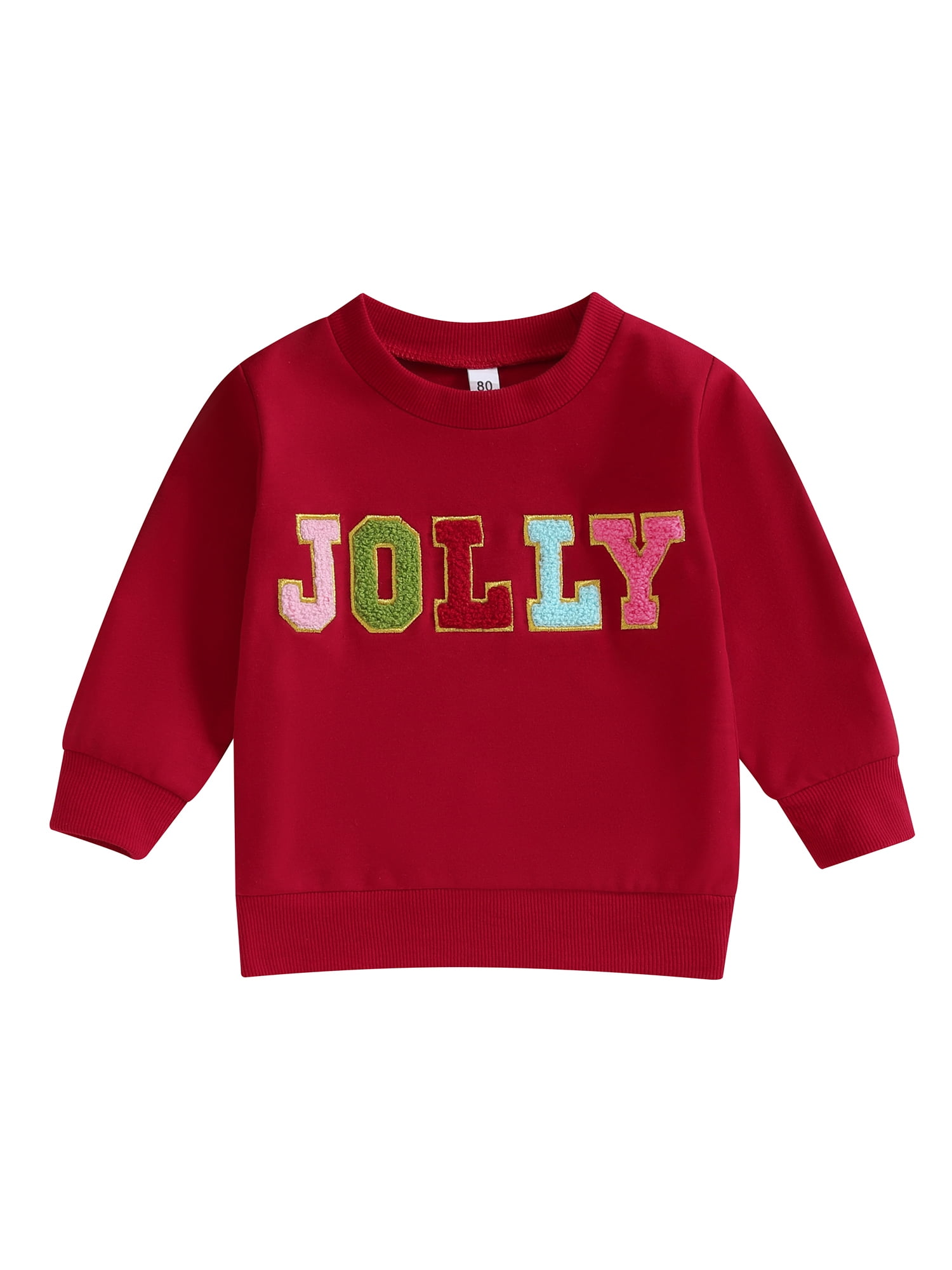 Acuteok Toddler Girl Christmas Sweatshirts Fuzzy Letter Embroidery Long ...