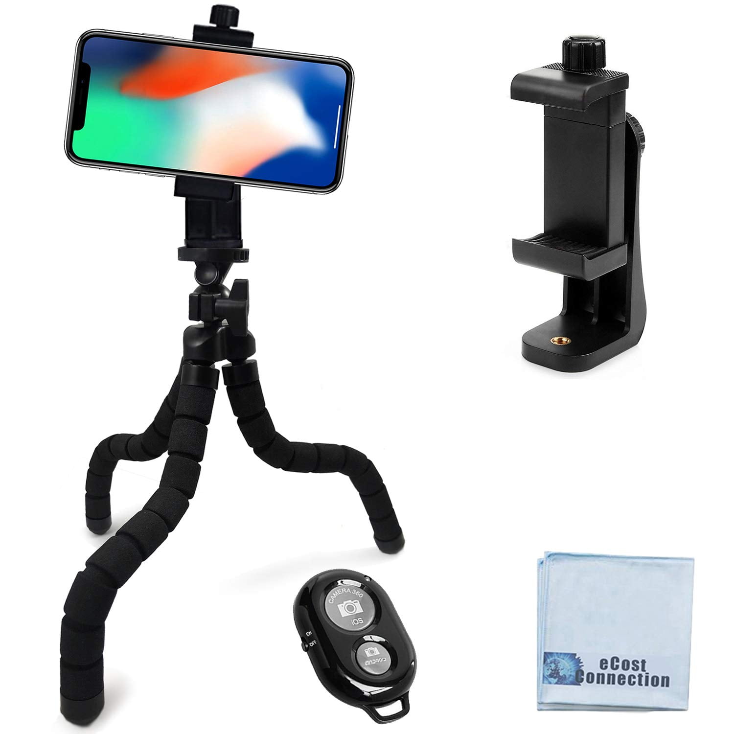 Acuvar 10” inch Flexible Tripod with Quick Release + Universal Rotating ...