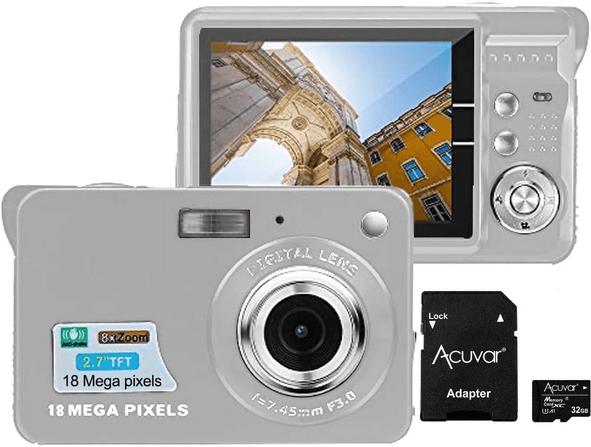 Acuvar 18MP Megapixel Digital Camera with A 32GB SD Card and 2.7" LCD ...