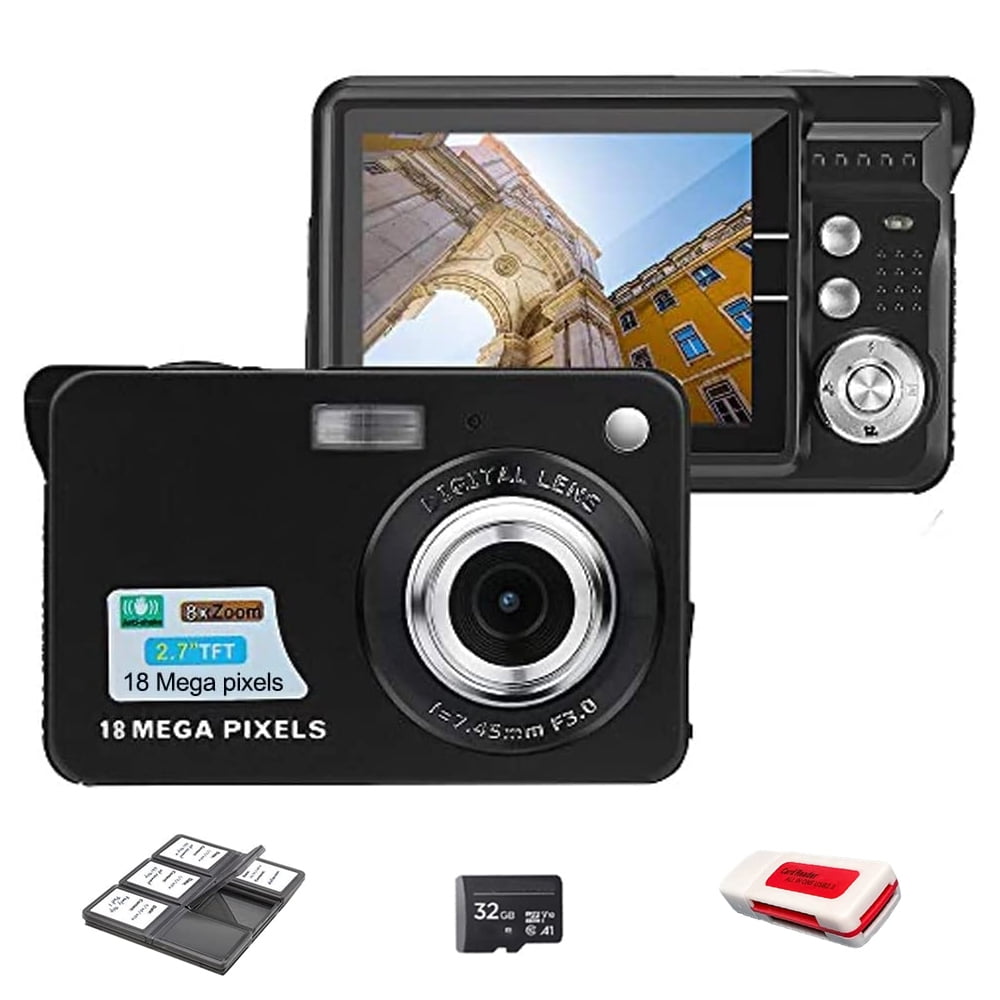 "Acuvar 18MP Digital Camera Kit, 2.7"" LCD, Rechargeable Battery, 32GB ...