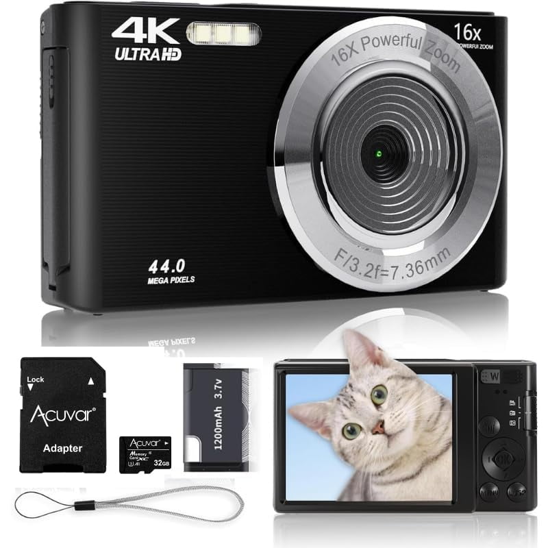 Acuvar 44MP Digital Camera, 16X Zoom, Ideal for Teens, Students ...