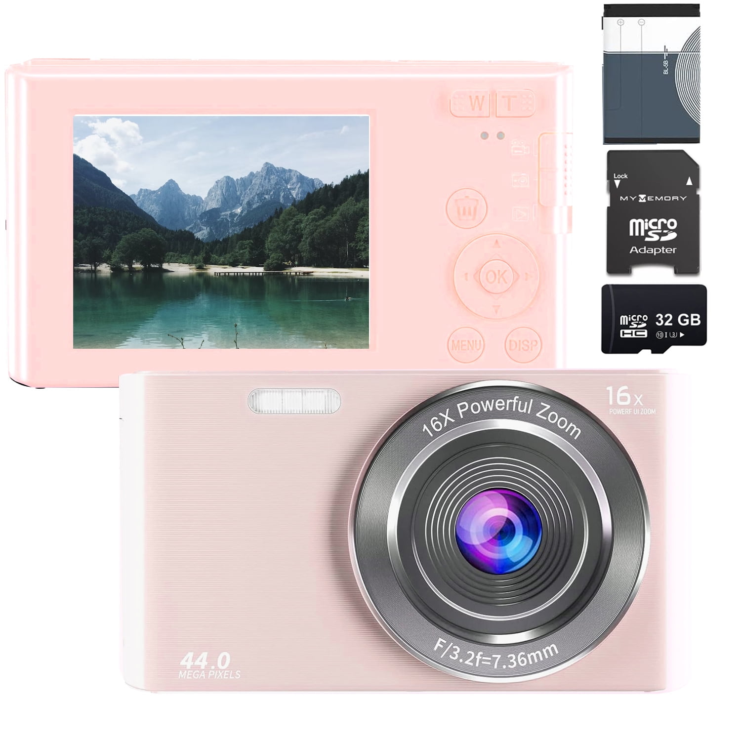 Acuvar 44MP Compact Camera, 16X Zoom, 2.4" Screen, 32GB SD, Vlogging ...