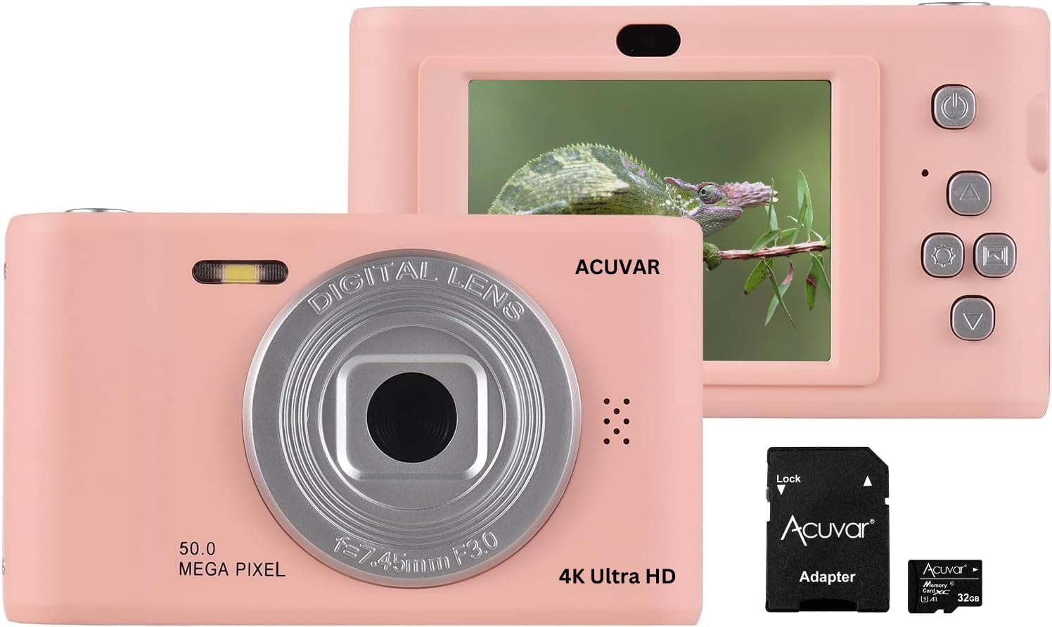 Acuvar 4K 50MP Digital Camera, Auto focus Kids Camera Selfie with Front ...