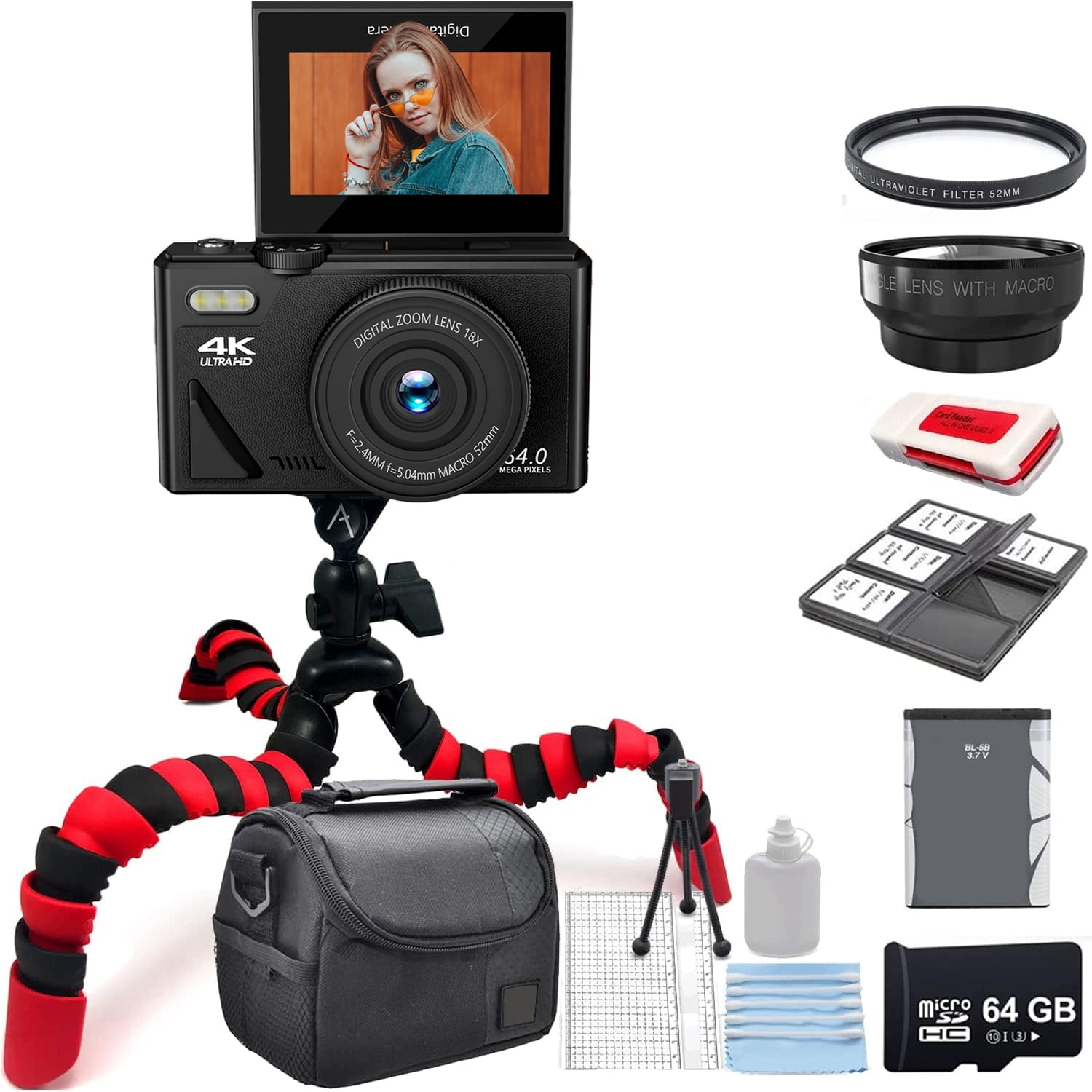 Acuvar 4K 64MP Digital Camera Kit for Photography, Vlogging Camera for ...