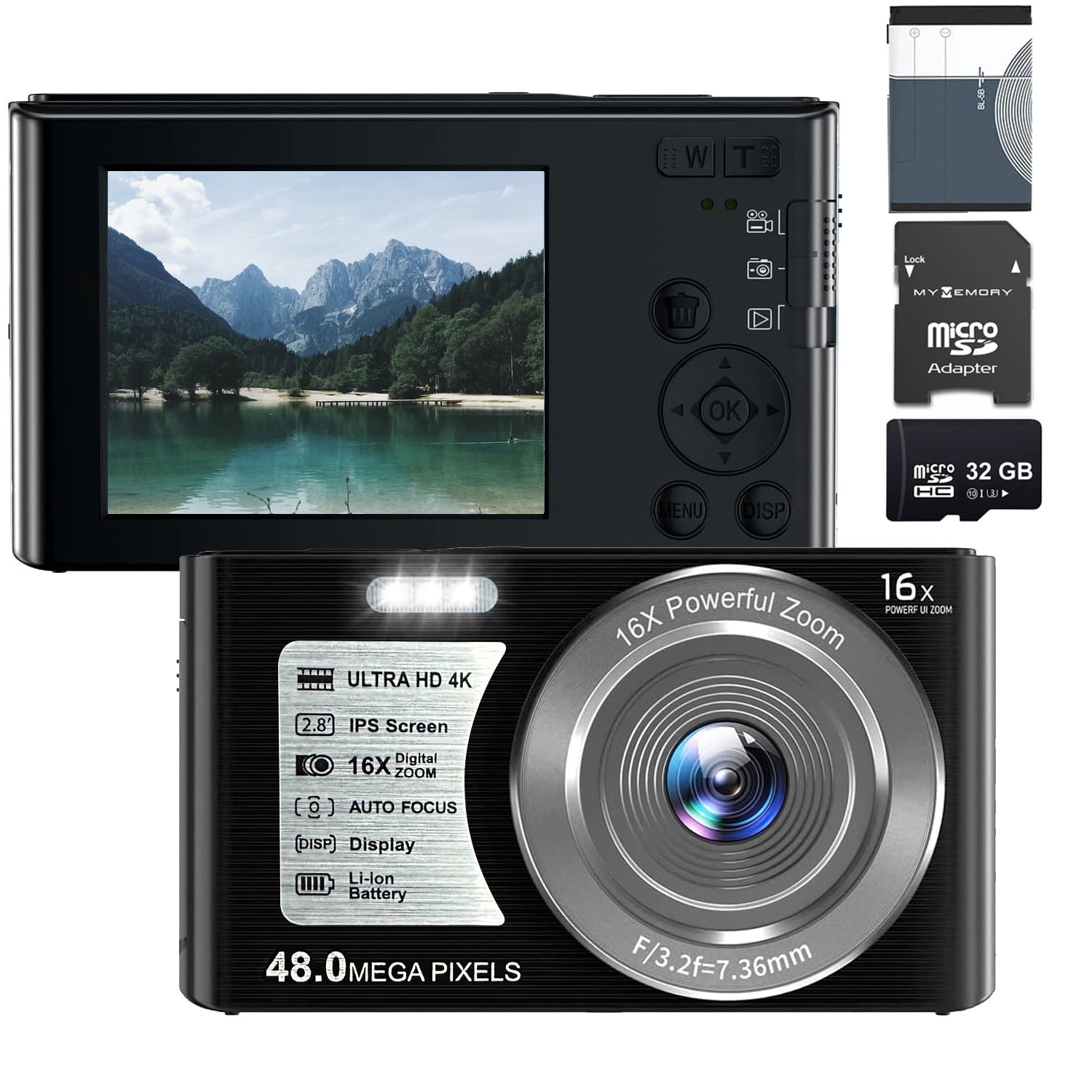 Acuvar 4K Compact Point and Shoot Digital Camera, 48MP, 16X Digital ...